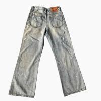 China Paint Splatter Men's Jeans Mid Waist Flare Bootcut Jeans Light Wash for sale