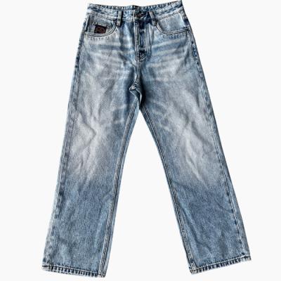 China Gradient Faded Mid Waist Wide Leg Jeans Reinforced Stitch Wide Leg Mid Waist Jeans Pre Shrunk for sale