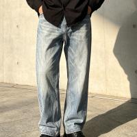 China Gradient Faded Mid Waist Wide Leg Jeans Reinforced Stitch Wide Leg Mid Waist Jeans Pre Shrunk for sale