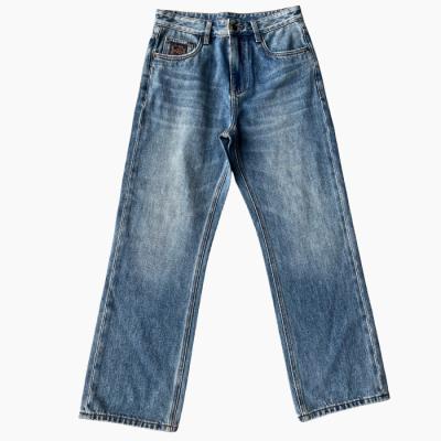 China Gradient Vintage Men's Jeans Mid Waist Loose Wide Leg Jeans Straight for sale