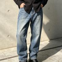 China Gradient Vintage Men's Jeans Mid Waist Loose Wide Leg Jeans Straight for sale