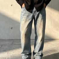 China Dirty Splash Men's Jeans Mid Waist Distressed Straight Leg Jeans Loose for sale