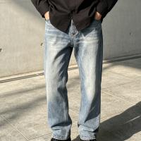 China Horse Shadow Wash Men's Jeans Loose Vintage Straight Jeans Wide Leg for sale