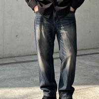 China Horse Shadow Dark Wash Jeans Gradient Straight Leg Jeans Wide for sale