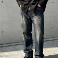 China Horse Shadow Dark Wash Jeans Gradient Straight Leg Jeans Wide for sale