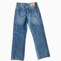 China Medium Blue Men's Jeans Faded Loose Wide Leg Jeans Horizontal for sale