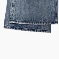 China Faded Men's Jeans Horizontal Vintage Straight Leg Jeans Medium Blue for sale