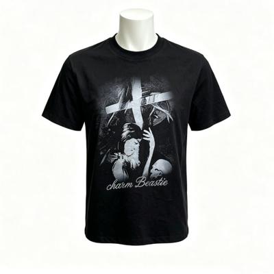 China Heavy Cotton Basic Crew Neck Tee Loose Fit Short Sleeve Crew Neck Vintage for sale