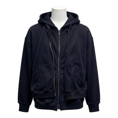 China Split Hem Men's Heavyweight Hoodie Back Embroidery Zip Up Hoodie Coat Oversized for sale