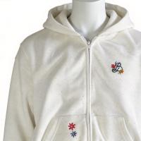 China Heavy Terry Fleece 	Men's Heavyweight Hoodie Speckled Floral Embroidery Fleece Zip Up Jacket Oversized for sale