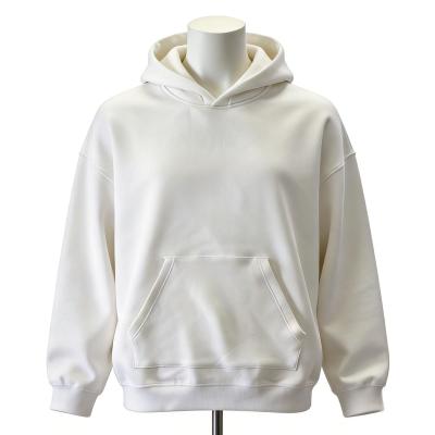 China Cream Blank Cotton Poly Hoodie Heavy Terry Fabric Unisex Hooded Sweatshirt Oversized for sale