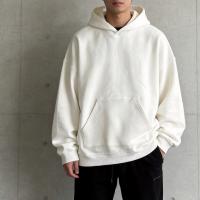 China Cream Blank Cotton Poly Hoodie Heavy Terry Fabric Unisex Hooded Sweatshirt Oversized for sale
