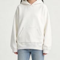 China Cream Blank Cotton Poly Hoodie Heavy Terry Fabric Unisex Hooded Sweatshirt Oversized for sale