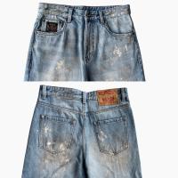 China Dirty Splash Men's Jeans Mid Waist Distressed Straight Leg Jeans Loose for sale