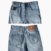 China Pre Shrunk Soft Denim Wide Leg Jeans Reinforced Stitching Soft Wide Leg Jeans Faded Wash for sale