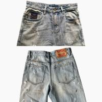 China Paint Splatter Men's Jeans Mid Waist Flare Bootcut Jeans Light Wash for sale