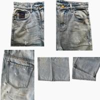 China Paint Splatter Men's Jeans Mid Waist Flare Bootcut Jeans Light Wash for sale
