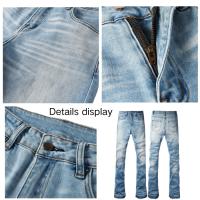 China Light Washed Men's Jeans Mid Rise Flare Denim Jeans With Whisker Detailing for sale