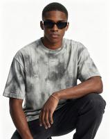 China 200GSM Oversized Drop Shoulder T Shirt Smudge Dye Custom Print Tee Vintage for sale