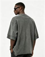 China 285GSM Streetwear Oversized T Shirt Vintage Wash Oversized Cotton Tee Irregular Hem for sale