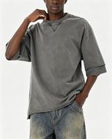 China 285GSM Streetwear Oversized T Shirt Vintage Wash Oversized Cotton Tee Irregular Hem for sale