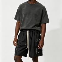 China Dark Sports Sweat Shorts Multi Zipper Mens Drawstring Cargo Shorts RO Style for sale