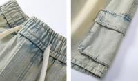 China Vintage Washed Cargo Denim Shorts Straight Non Stretch Jean Shorts Five Inch 3 Colors for sale