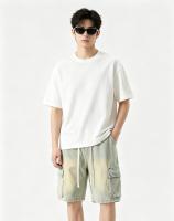 China Vintage Washed Cargo Denim Shorts Straight Non Stretch Jean Shorts Five Inch 3 Colors for sale