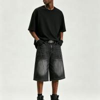 China Gradient Washed Sports Sweat Shorts Non Stretch Wide Leg Denim Shorts Loose 2 Colors for sale