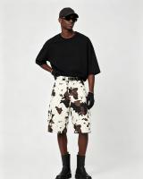 China 100% Cotton Cow Print Shorts Non Stretch Vintage Cargo Shorts Apricot Retro Multi Pocket for sale