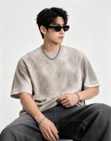 China 160G Cotton Watercolor Gradient Loose Fit Summer Crew Neck Tee 5 Colors for sale
