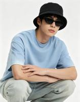 China 250G Cotton Vertical Gradient Loose Raglan Sleeve Spring Summer Tee 3 Colors for sale