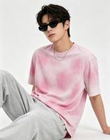 China 160G Cotton Watercolor Gradient Loose Fit Summer Crew Neck Tee 5 Colors Wholesale for sale