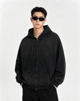 China 420G Cotton Vintage Washed Zip Hooded Oversized All-Season Street Hoodie 4 Colors for sale