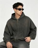 China 420G Cotton Vintage Washed Zip Hooded Oversized All-Season Street Hoodie 4 Colors for sale