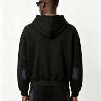 China Men’s Washed Distressed Hoodie 400G Oversized Streetwear Casual Pullover Sweatshirt for sale