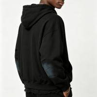 China Men’s Washed Distressed Hoodie 400G Oversized Streetwear Casual Pullover Sweatshirt for sale