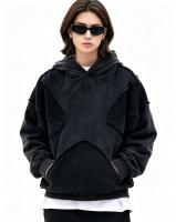 China 500G 100% Cotton Raw Edge Spliced Hoodie, Oversized Drop Shoulder Vintage Streetwear Pullover Hooded Sweatshirt for Bulk Wholesale for sale