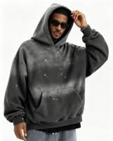 China 400G Heavyweight Fleece Lined Gradient Washed Distressed Hoodie, Oversized American Retro Pullover Hooded Sweatshirt 4 Colors Cross-Border Wholesale for sale