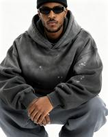 China 400G Heavyweight Fleece Lined Gradient Washed Distressed Hoodie, Oversized American Retro Pullover Hooded Sweatshirt 4 Colors Cross-Border Wholesale for sale