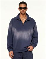 China 465G Cotton Blend Gradient Zip Stand Collar Oversized Street Jacket 4 Colors Spring Autumn for sale