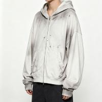 China 404G Cotton Blend Vintage Ink Splash Zip Hoodie Cardigan, Oversized Winter Street Jacket 3 Colors for sale
