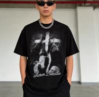 China Heavy Cotton Basic Crew Neck Tee Loose Fit Short Sleeve Crew Neck Vintage for sale
