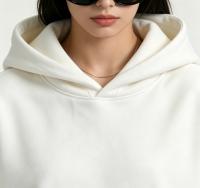 China Cream Blank Cotton Poly Hoodie Heavy Terry Fabric Unisex Hooded Sweatshirt Oversized for sale