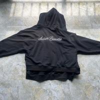 China Split Hem Men's Heavyweight Hoodie Back Embroidery Zip Up Hoodie Coat Oversized for sale
