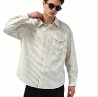 China Casual Oversized Long Sleeve Top Striped Cotton Blend Button Up Shirt for sale