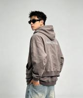 China Double Layer Mens Zip Up Hoodie Embroidery Oversized Hoodie Streetwear Vintage Washed for sale