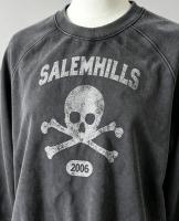 China Vintage Washed Raglan Crewneck Sweatshirt Skull Graphic Cropped Streetwear Pullover With Leopard Patch for sale
