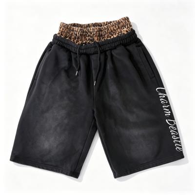 China A509 Leopard Double Waist Tracksuit Set Vintage Letter Print Hoodie & Wide Leg Sweatpants 3-Piece Streetwear Outfit For Men for sale