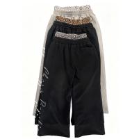 China Faded Mens Wide Leg Pants Leopard Waist Terry Wide Leg Sweatpants Vertical Letter Embroidery for sale